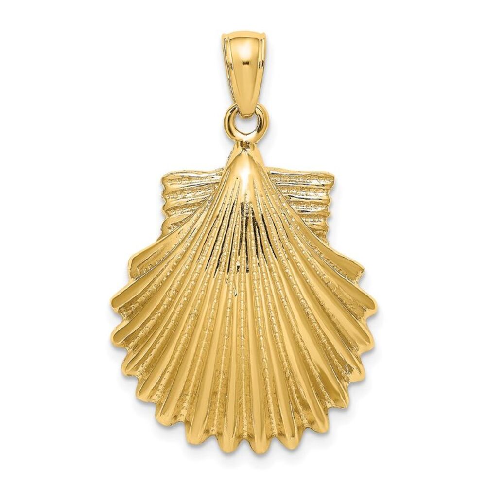 14k Yellow Gold Polished Scallop Shell Charm - Gem